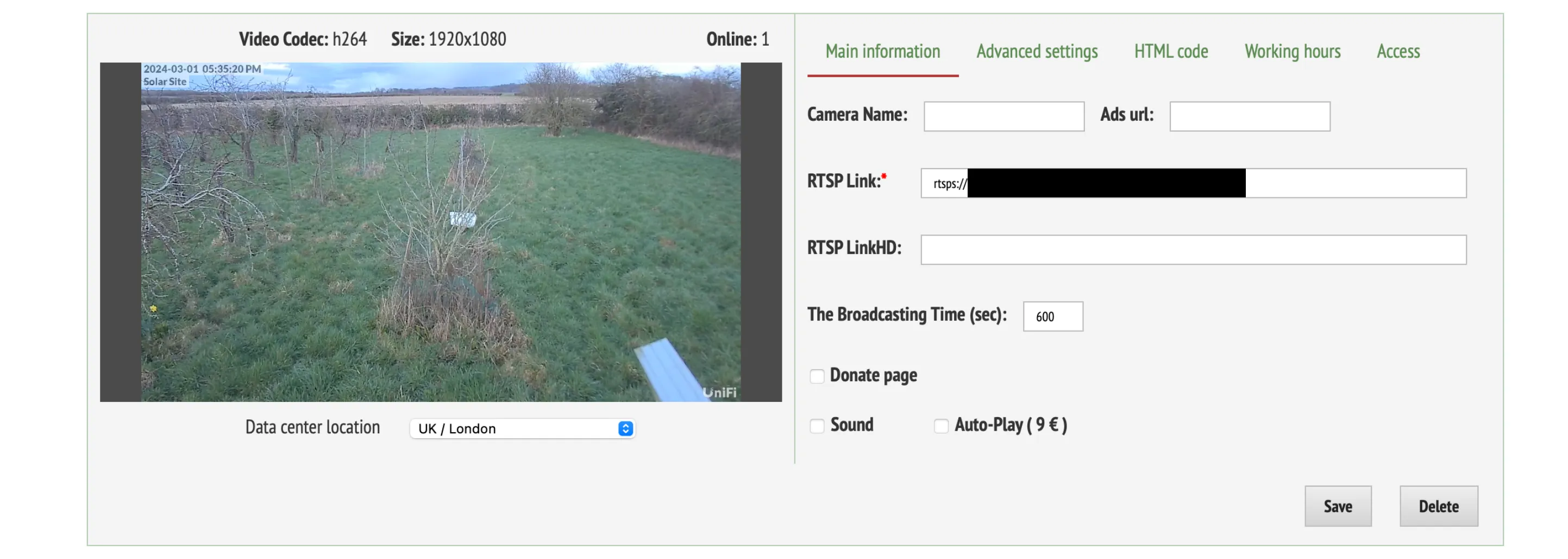 How to stream a UniFi Protect RTSP feed to WordPress